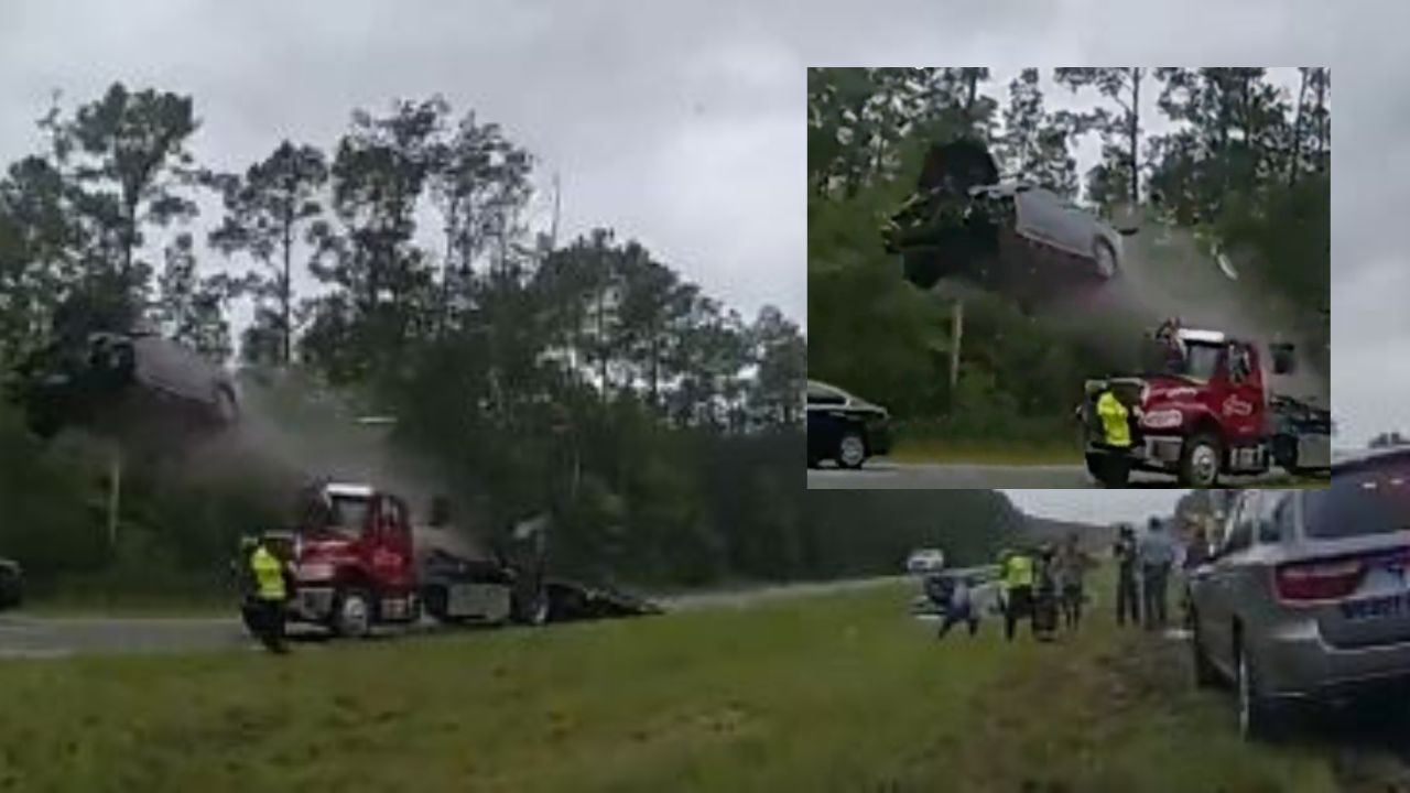 ¡Salió volando! Sorprendente vídeo de conductora tras impactar contra ...